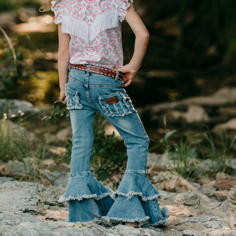 Ruffle Denim Bells Kids 6 & 7 ( Sold pack of 2) – Shea Baby Wholesale